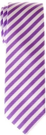 Retreez Cravate Fine Slim &Agrave; rayures Tiss&eacute;e en Microfibres de Violet et Blanc