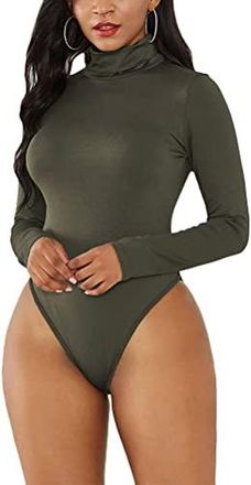 Onsoyours Femme Haut Sculptant Gaine Amincissante Ventre Plat Manche Longue Couleur Unie Body Sculptant Gainant Top Corset Minceur A Vert Armée L