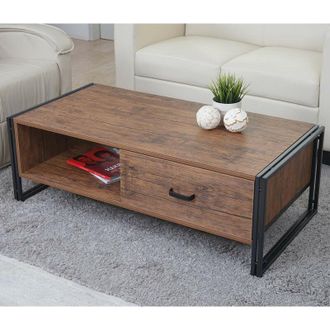 Mendler Mendler - Table basse de salon HWC-A27, 41x120x60cm structure 3D, couleur ch&ecirc;ne sauvage