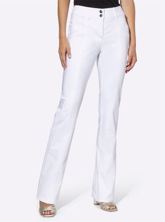 Heine Bootcuthose HEINE, Damen, Gr. 36, Normalgr&ouml;&szlig;en, wei&szlig;, 48% Baumwolle, 45% Polyester, 7% Elasthan, Miedereinsatz:15% Elasthan, 85% Polyamid, unifarben, 