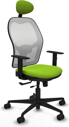 Piqueras y Crespo Moderner B&uuml;rostuhl mit 1D-Armen, h&ouml;henverstellbarer Lendenwirbelst&uuml;tze und festem Kopfteil, ausgestattet mit Syncro/Traslack und injiziertem Schaumsto