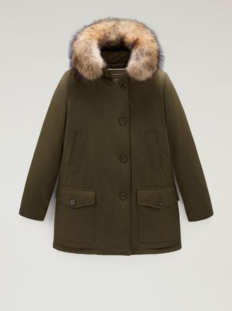 Woolrich Damen Arctic Parka aus Ramar Cloth mit vier Taschen und abnehmbarem Pelz Grün Größe XXL