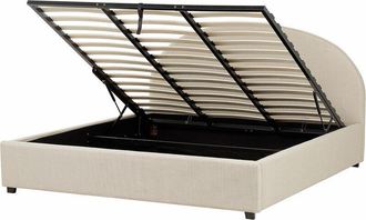 Beliani Bett mit Stauraum Stoff VAUCLUSE 180 x 200 cm Sandbeige