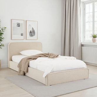 IDIMEX Polsterbett MARINI Einzelbett 90x200 cm in Beige - Bett gepolstert mit Lattenrost, modernes Design & stabiles Holzgestell mit Kunststofffüßen