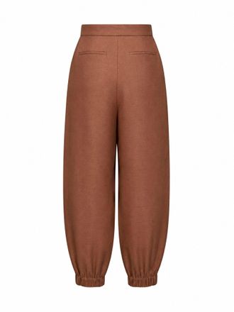 Fendi Womens Trousers High-Rise Linen-Cotton, Brown