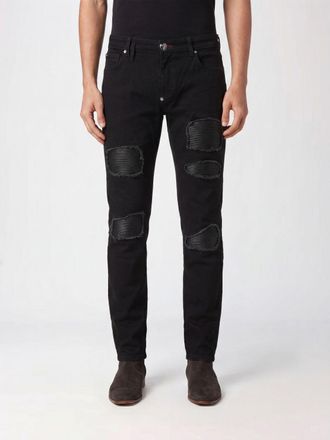 Philipp Plein Jean skinny fit en denim de coton &agrave; effet us&eacute;
