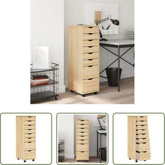 vidaXL vidaXL Rollcontainer - Rollcontainer mit Schubladen MOSS Klarlack 34 x 39 x 103 cm