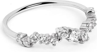 Singularu Estellar Ring. Sterlingsilber mit Rhodium-Beschichtung und Zirkonia. Schmuck f&uuml;r Damen. Gr&ouml;&szlig;e 20