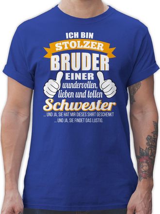 Shirtracer T-Shirt Herren - Ich Bin stolzer Bruder I Geschenk f&uuml;r Br&uuml;der I Geschenkidee Bruder - 4XL - Royalblau - von Bester Schwester Tshirt Geschwister Shirt 