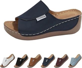 Generic Sandales orthop&eacute;diques compens&eacute;es pour femme, large largeur, coupe habill&eacute;e, soutien de la vo&ucirc;te plantaire, bout ouvert, plateforme antid&eacute;rapante, cha