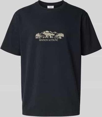 Maison Kitsun&eacute; T-Shirt mit geripptem Rundhalsausschnitt