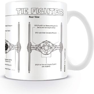 Star Wars Tie Fighter Sketch 11oz/315ml Kaffeetassen, Mehrfarbig