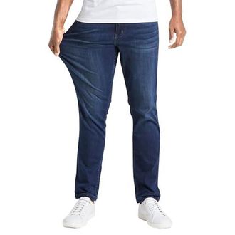 Generic Pantalon en denim souple pour homme, coupe ajust&eacute;e, coupe ajust&eacute;e, coupe droite, fusel&eacute;, bleu, 44