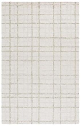 Safavieh Zeitgenössische Teppich für Wohnzimmer, Esszimmer, Schlafzimmer - Ebony Collection, Kurzer Flor, Salbei und Elfenbein, 91 X 152 cm