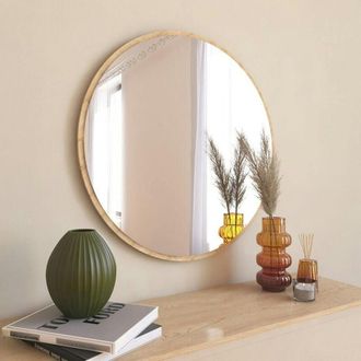 Pier Import Miroir rond moderne avec cadre effet bois clair&Oslash;60 cm CODY