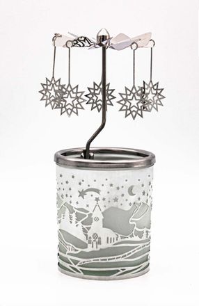 Kerzenfarm Hahn Glas Karussell Wintertraum (84410), Windlicht, Glaskarussell, Teelichthalter, Weihnachten