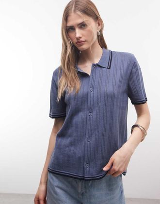 Carhartt Work in Progress Ramsey - Gestricktes Polohemd in Blau