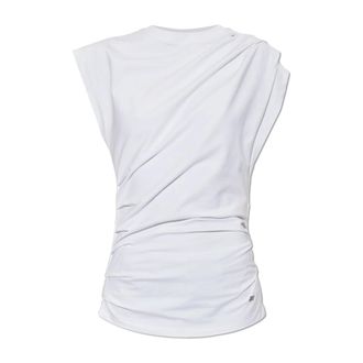 Ganni Top aus drapierter Jersey-Qualit&auml;t - - Tops - Damen - Wei&szlig; - XS