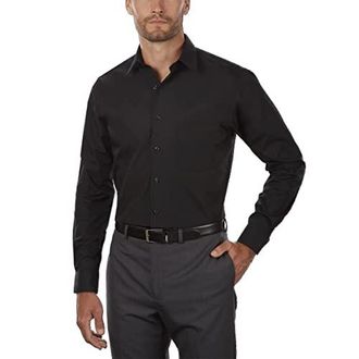 Van Heusen Chemises habillées de en Popeline - Coupe Grande et Haute - pour Homme - Noir - 48 cm Cou 89 cm- 91 cm Manches