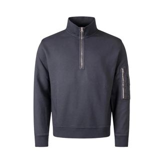 Ten c Garment Dyed Diagonal Fleece Quarter Zip Sweatshirt - - Sweatshirts & Hoodies - Herren - Grau - M