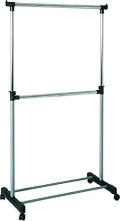 Haku Möbel Rollgarderobe alu, Chrom, grau, Kunststoff, Metall - Maße: B 90 cm x H 120-210 cm x T 43 cm, Style: Modern