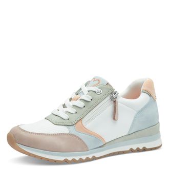 Marco Tozzi Damen Sneaker flach mit Rei&szlig;verschluss Freizeit, Mehrfarbig (White/Moss), 39 EU