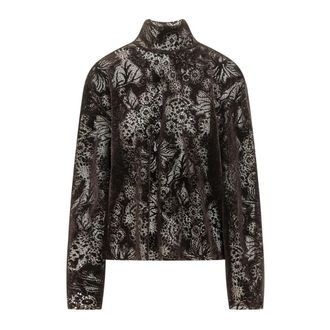 Msgm Langarm-Bluse mit hohem Kragen - - Blouses & Shirts - Damen - Braun - S