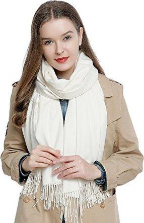 DonDon Écharpe femme hiver chaud et douce Châle Etole Foulard 185 x 65 cm - blanc