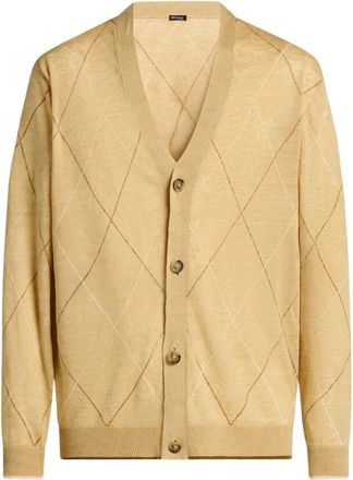 Kiton Homme, Pulls, Jaune, Taille: 3XL Pure Linen Cardigan
