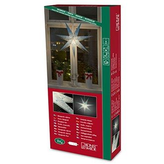 Konstsmide Blauer Papierstern, perforiert und blau bestickt, 7 Zacken, inkl. Anschlusskabel mit an/aus Schalter, ohne Leuchtmittel, E14 Lampenhalterung, 230V, In