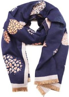 Queen Helena &Eacute;charpe Chaude dHiver &agrave; Motif pour Femme SC202 bleu marine, Taille unique