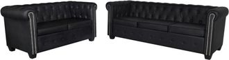 vidaXL Vidaxl - Chesterfield-Sofas 2-Sitzer und 3-Sitzer Kunstleder Schwarz