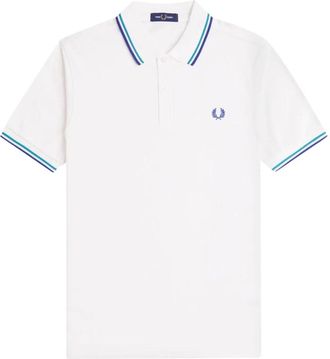 Fred Perry Homme, Tops, Blanc, Taille: L Polo &agrave; double liser&eacute;