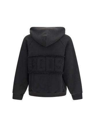 GCDS Logo-Embroidered Hooded Sweatshirt - Black