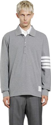 Thom Browne Cotton Piqu&eacute; 4-Bar Long Sleeve Polo