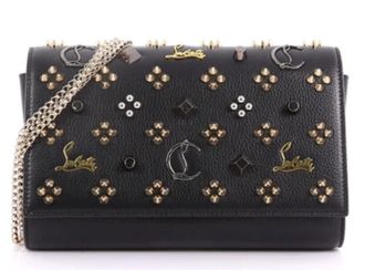Christian Louboutin Black Paloma Studded Leather Clutch on Chain
