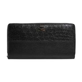 Dolce & Gabbana Luxuri&ouml;se Strau&szlig;enleder Brieftasche mit Viel Stauraum - - Accessories - Herren - Schwarzk - ONE SIZE