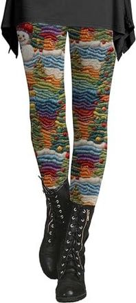 Generic Legging pour femme - Legging de Noël taille haute pour entraînement athlétique - Taille élastique - Doux et confortable - Pantalon de Noël imprimé Pèr