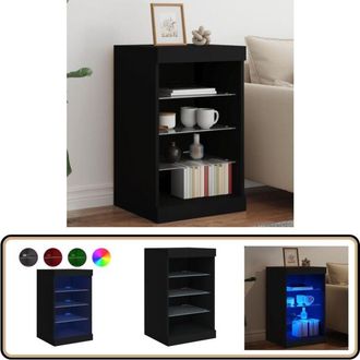 vidaXL Sideboard mit LED-Leuchten Schwarz 41x37x67 cm - Schreibtisch - Wohnzimmermöbel - Sideboard - TV-Stand - Regal