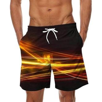Generico Short de bain d&eacute;t&eacute; pour homme avec imprim&eacute; brillant et &eacute;lastique &agrave; la taille Shorts de plage Pantalon de sport avec cordon de serrage et poches, orang