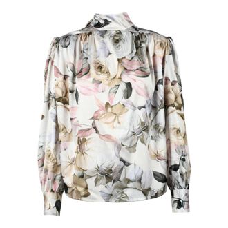 Nineminutes Bluse mit Puff&auml;rmeln und Bandkragen - - Blouses & Shirts - Damen - Mehrfarbig - 2XL