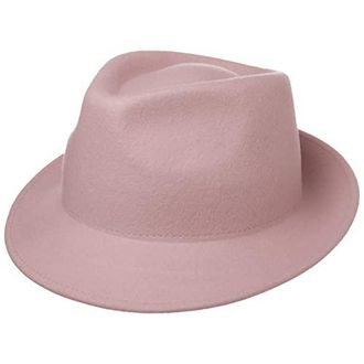 LIPODO Chapeau en Feutre Uni Trilby Femme/Homme - Made in Italy pour Homme Fedora Laine Automne-Hiver Hiver - XL (60-61 cm) Rose