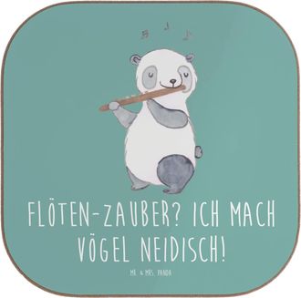 Mr. & Mrs. Panda Untersetzer für Gläser Flöte Zauber - Geschenk, Musik, Musikinstrument, Tischschoner, Tischuntersetzer, Vögel, gläseruntersetzer, Windinstrument, Lern