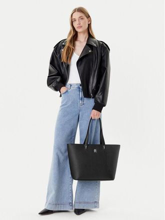 Tommy Hilfiger Handtasche Th Emblem Tote AW0AW15178 Schwarz