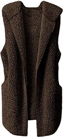 Generic Vestes en polaire pour femme - Double cardigan épais avec col montant - Gilet sans manches pour femme - Grande taille, Veste coupe-vent pour femme Mar