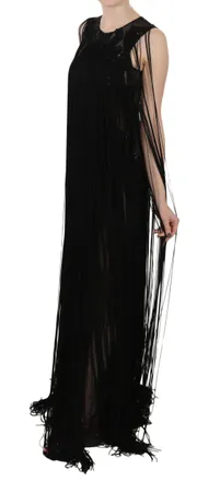 John Richmond Beaded Sequined Silk Dress - Black