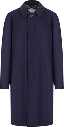 Maison Margiela Femme, Manteaux, Bleu, Taille: 36 FR Manteau crois&eacute; en laine