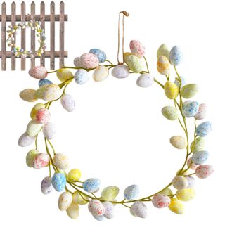 Generic Osterkranz zur T&uuml;r,36 Cm Bunt Und wiederverwendbar | Dekorativer Osterkranz f&uuml;r Au&szlig;ent&uuml;r - F&uuml;r Outdoor Indoor Fenster Wand Zaun Esszimmer Patio Und Re