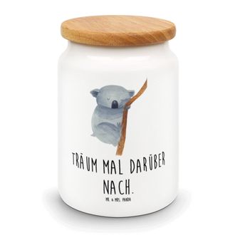 Mr. & Mrs. Panda Vorratsglas Koalabär - Geschenk, Lebensmittelbehälter, Dose, Vorratsbehälter, Träumen, Kaffeedose, schlafen, zuckerdose, Traum, Keksdose, Bär, Koala, 