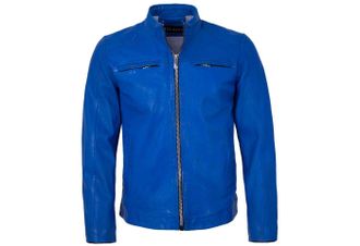Jilani Lederjacke Kawelo Jilani - Herren Lederjacke Lammnappa blau